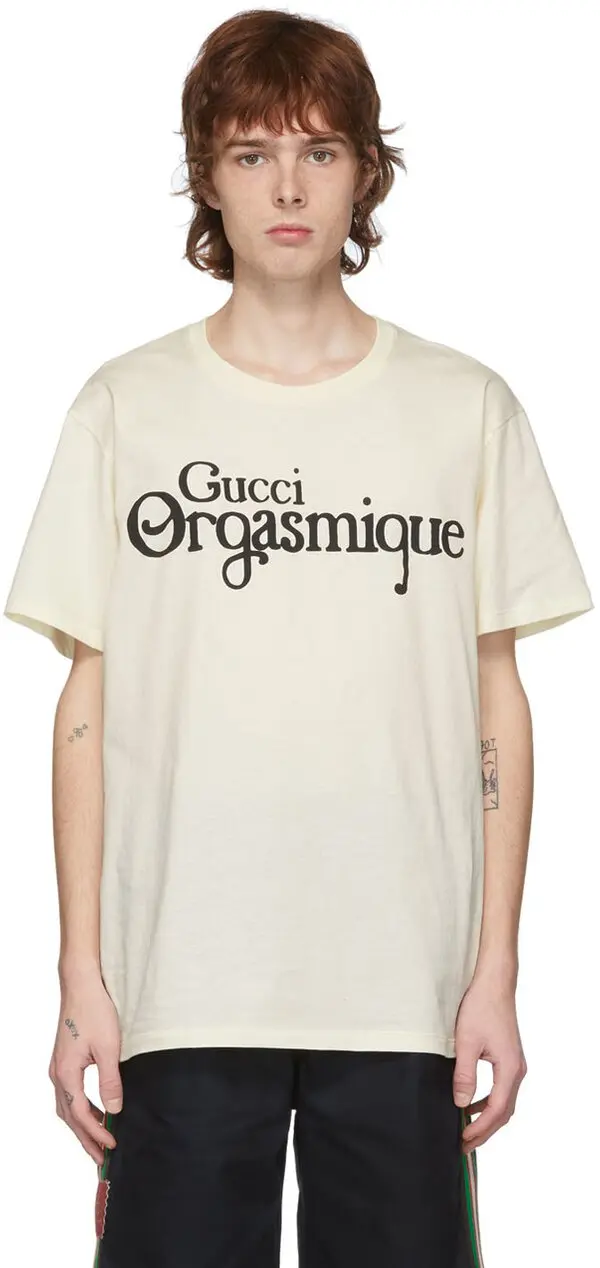 Gucci Off-White Orgasmique' T-Shirt - 9232 Natblk | Editorialist